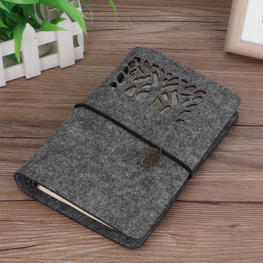 Portable Vintage Wool Felt Cover Blank Kraft Paper Sketchbook DIY Diary ...