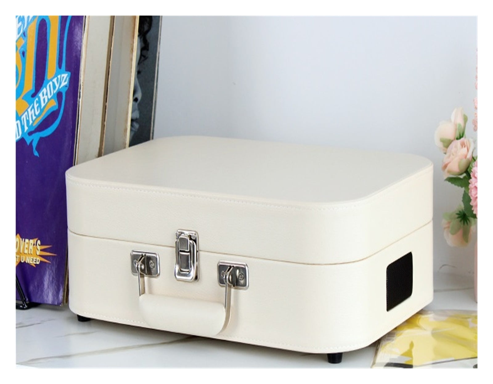 Portable Vinyl Record Player Vintage Handheld Leather Case Vinyl Record ...