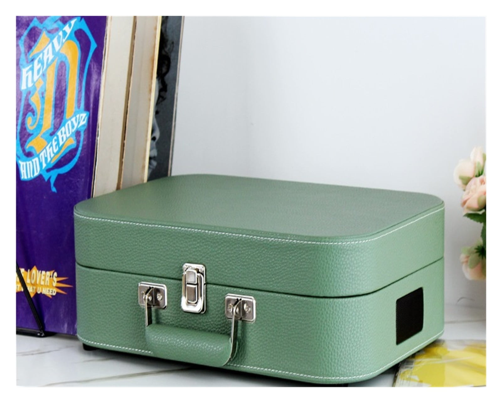 Portable Vinyl Record Player Vintage Handheld Leather Case Vinyl Record ...