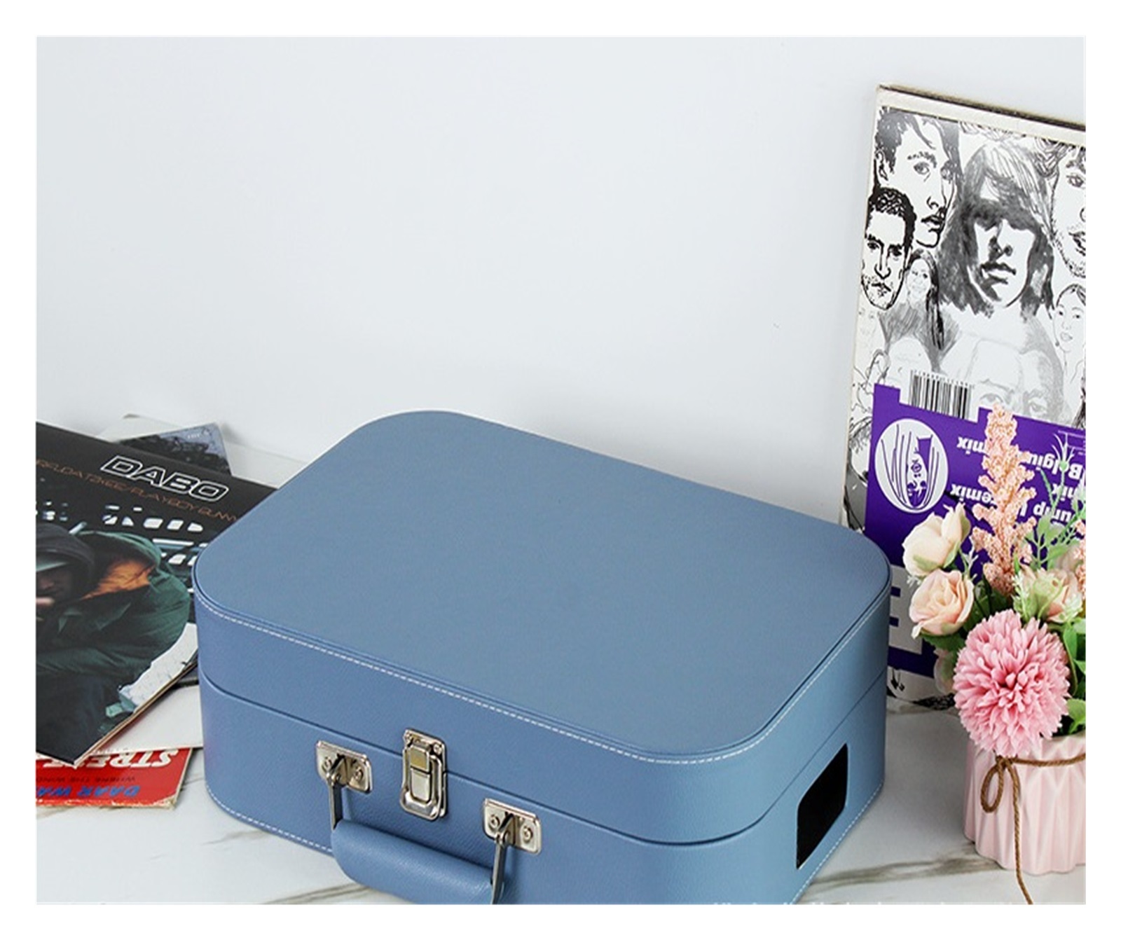 Portable Vinyl Record Player Vintage Handheld Leather Case Vinyl Record ...