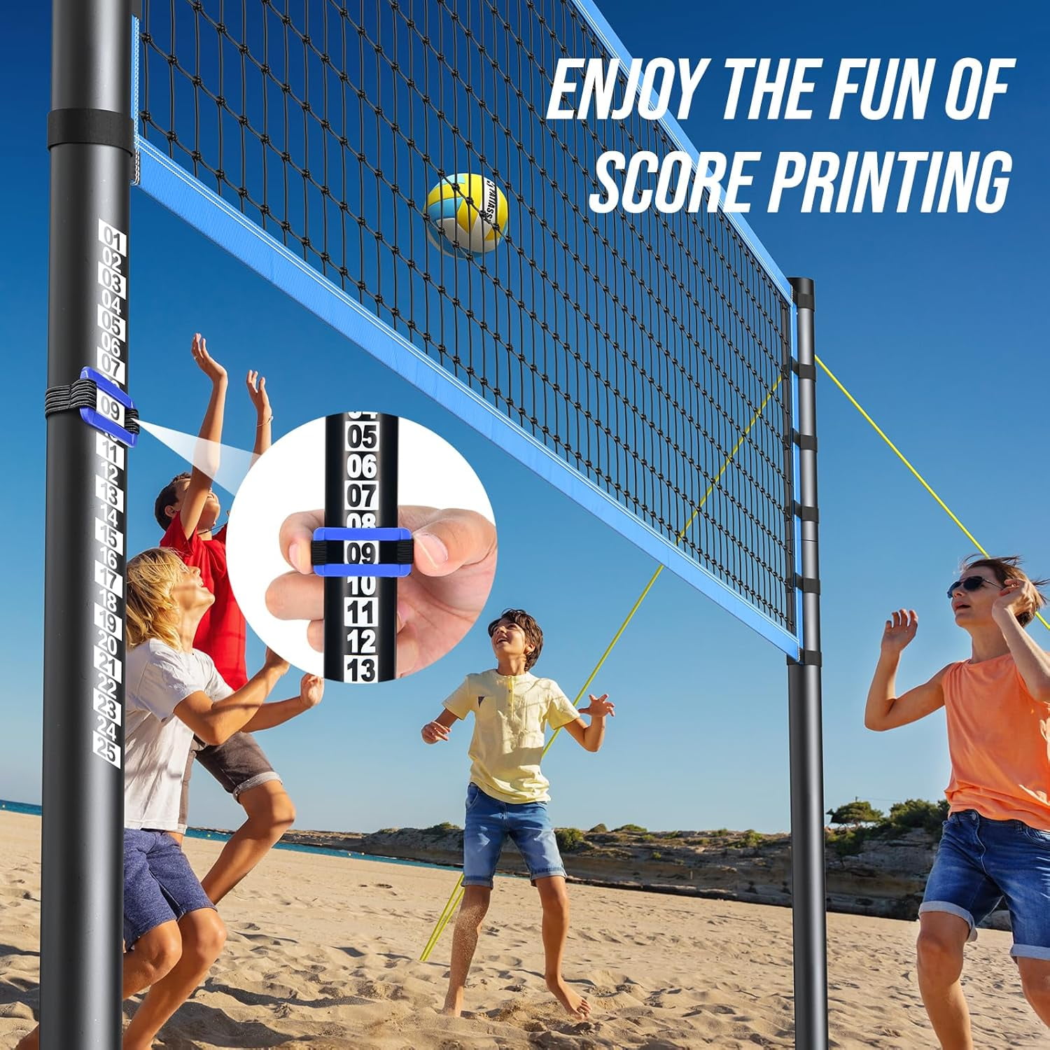 Portable Volleyball Net Set for Backyard & Beach - Regulation Size ...