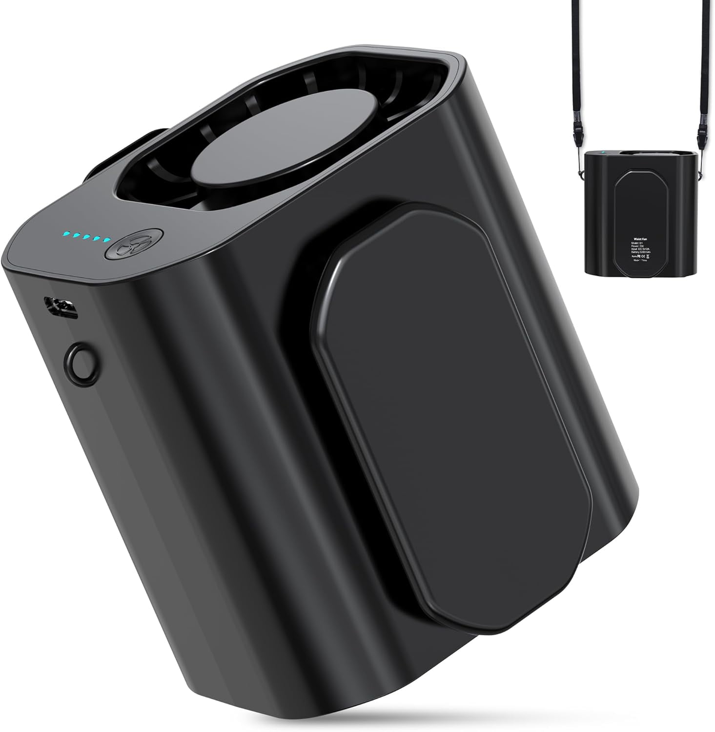 Portable Waist Clip Fan Rechargeable Working Up to 20Hrs 3 Speeds ...