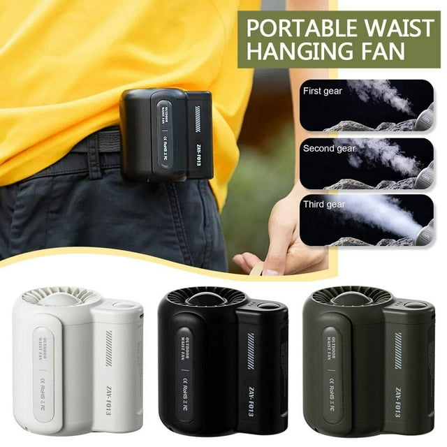 Portable Waist Fan,3 Speeds Strong Airflow Wearable Personal Clip Fan ...