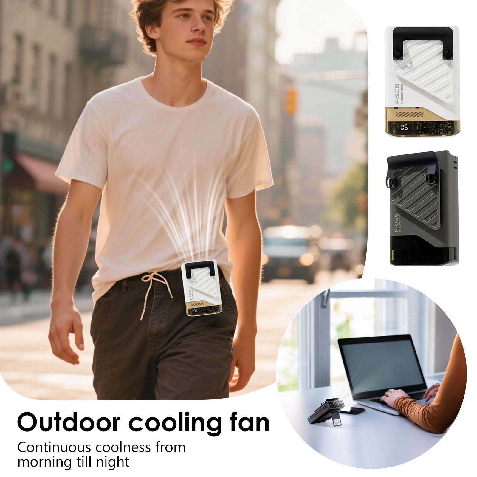 Portable Waist Fan, 40 Hours Run Time Rechargeable With LED Display, 5 ...
