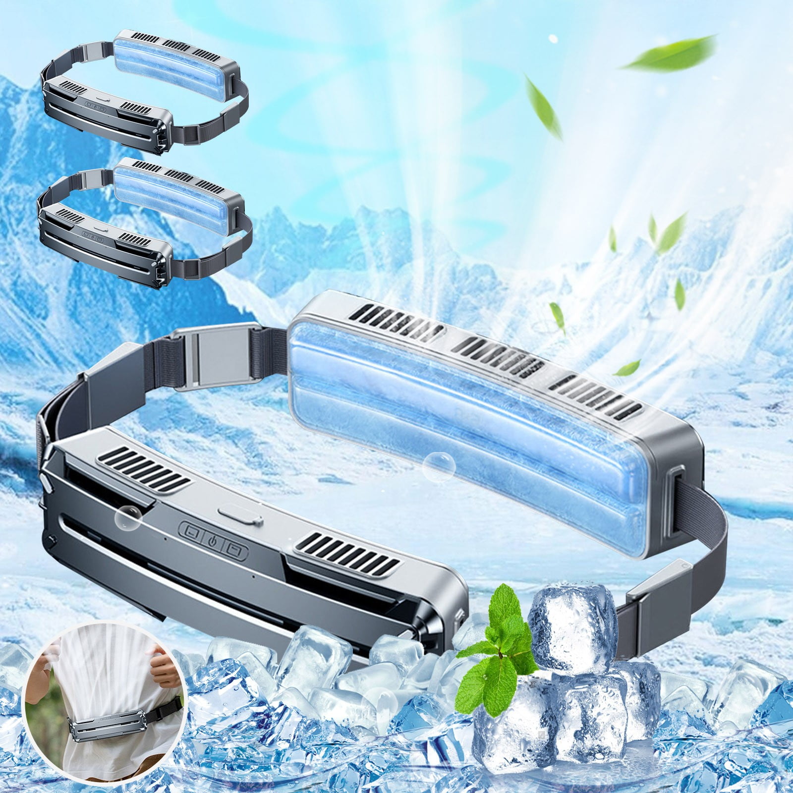 Portable Waist Fan, Ice Pack Cooling Belt, 200ml Reservoir, Adjustable ...