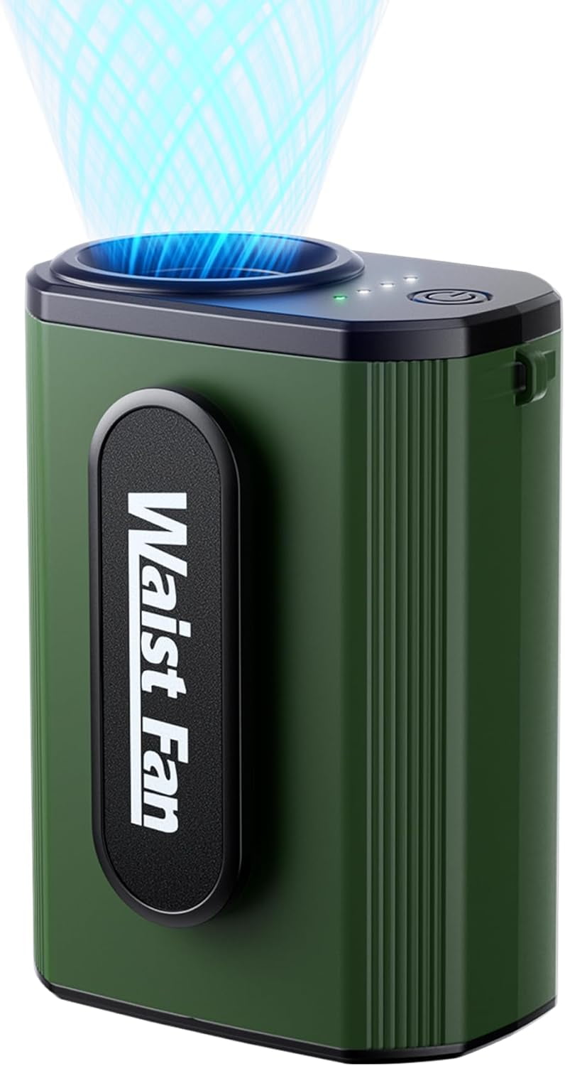 Portable Waist Fan, Mini Body Cooling Fan with 4-Speed 18000RPM ...