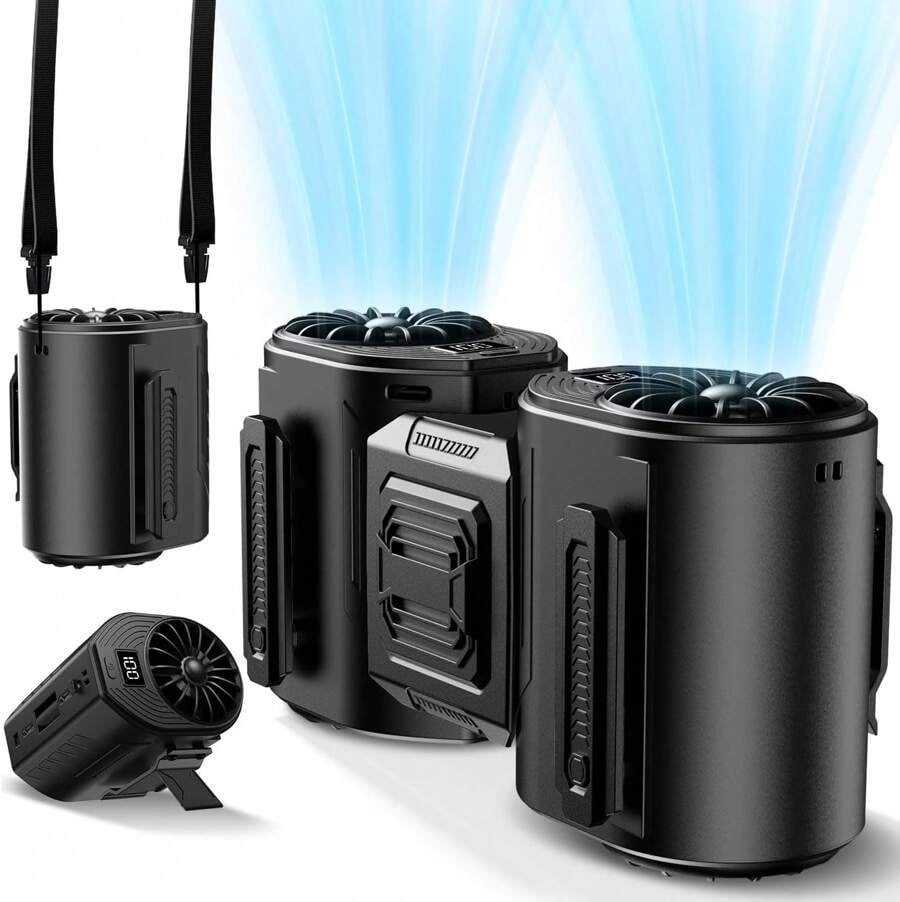 Portable Waist Fan Rechargeable, Detachable Dual Motors Personal Fans 5 ...
