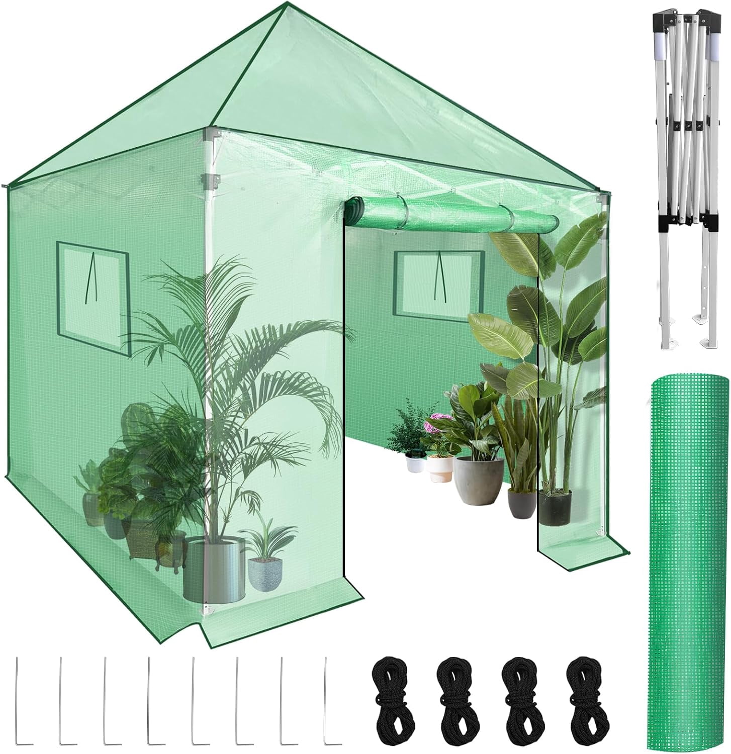 Portable Walk-in Greenhouse(9.8 * 9.8FT) Easy Setup Indoor Outdoor ...