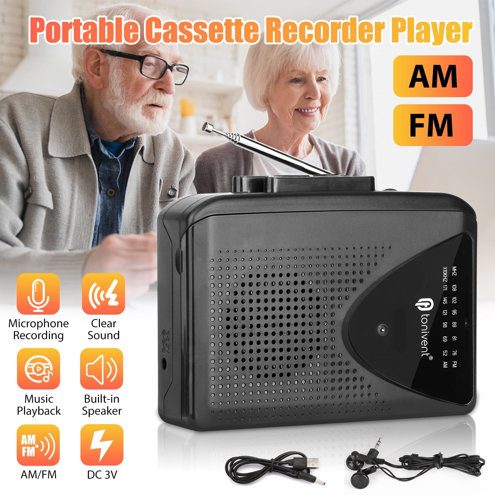Portable Walkman Cassette Player, DISEN AM/FM Radio Cassette Players ...