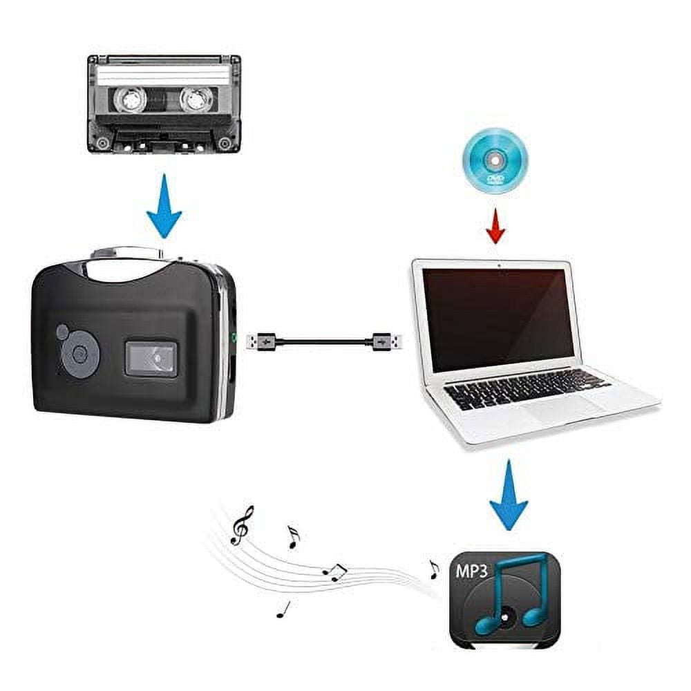 Portable Walkman Cassette Tape, USB Cassette to MP3 Converter Music ...