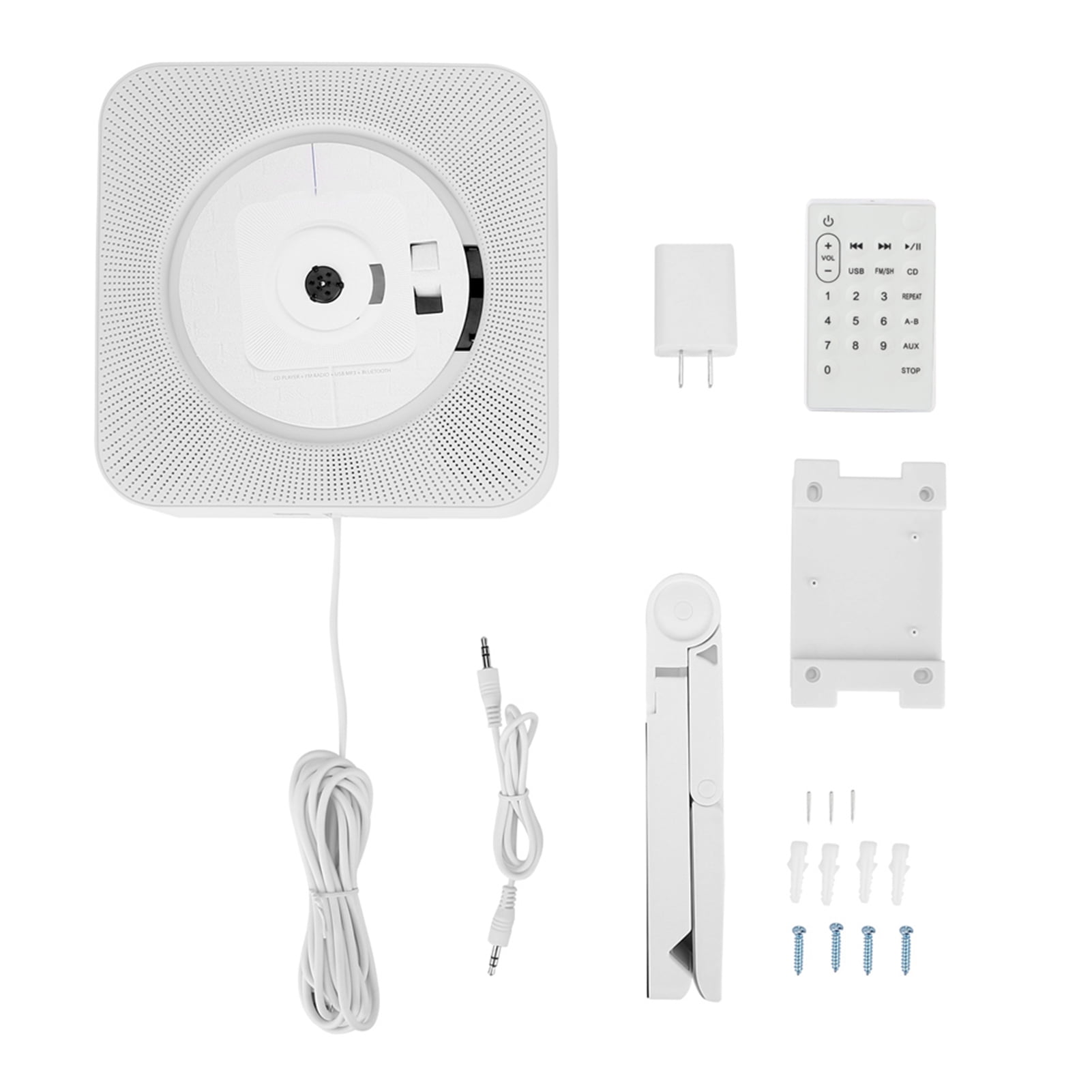 Portable Wall Mounted Bluetooth Remote Control CD MP3 Player FM Radio ...