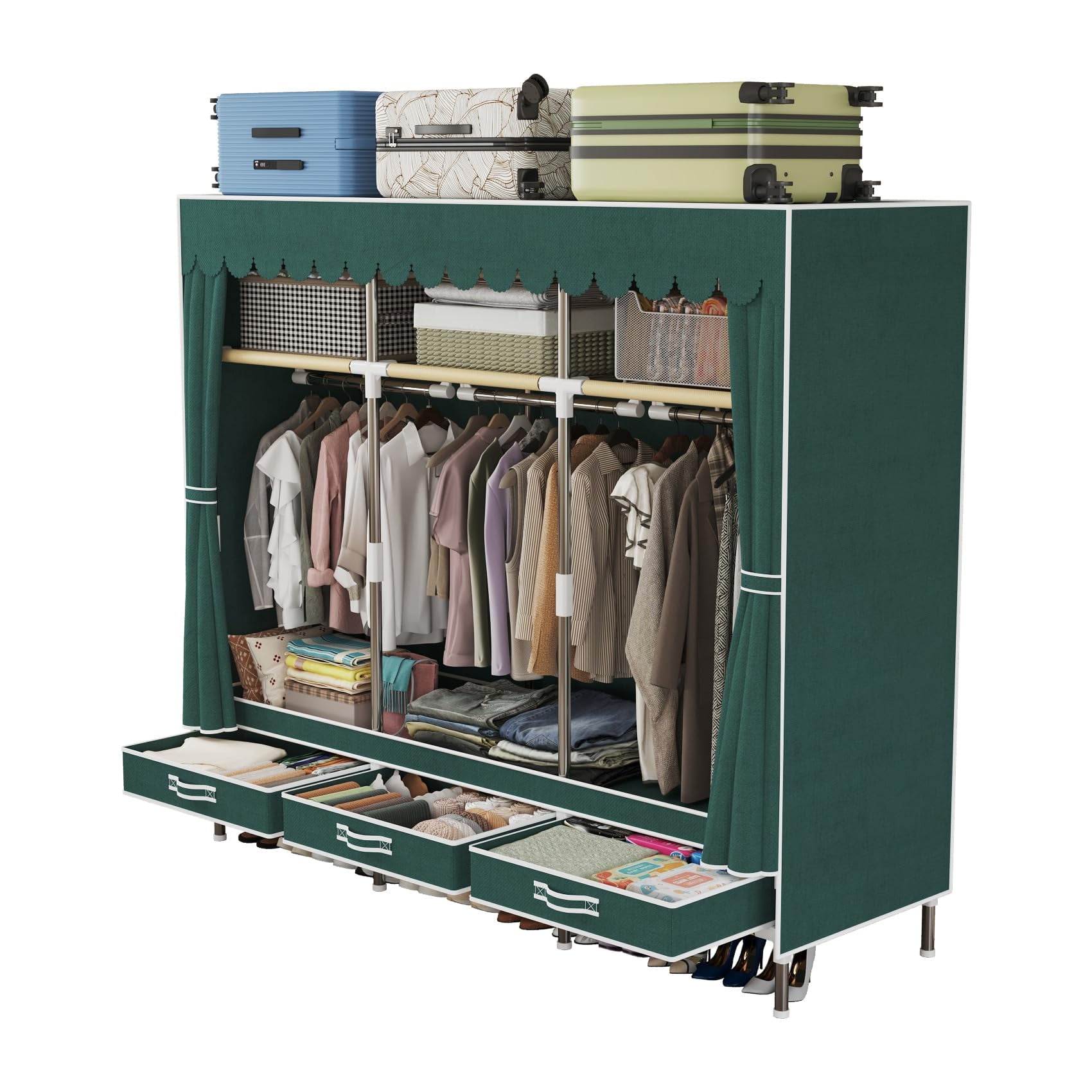 Portable Wardrobe Closet, Durable Closet with Cover for The Armoires ...