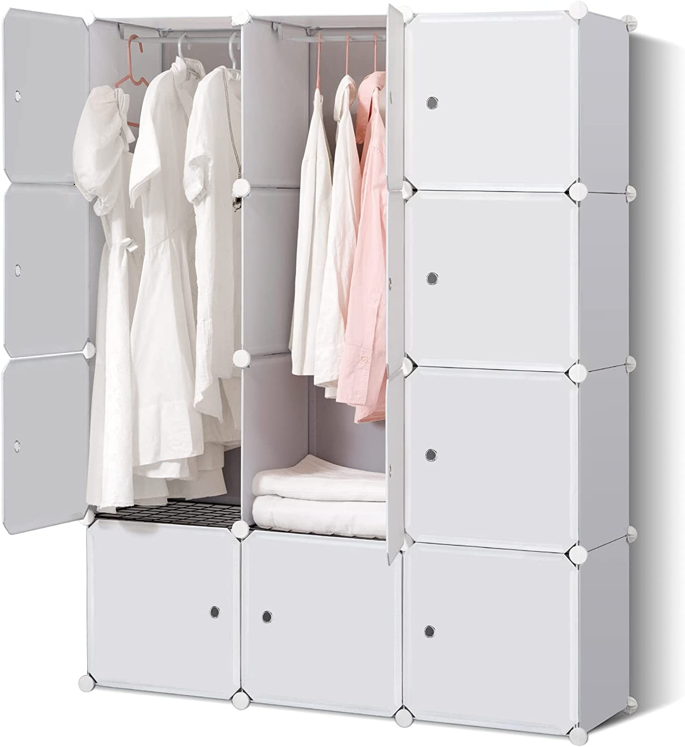 Portable Wardrobe Closet for Hanging Clothes, Bedroom Armoire with ...