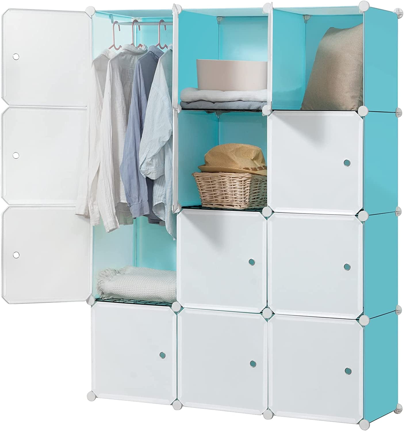 Portable Wardrobe Closet for Hanging Clothes, Bedroom Armoire with ...