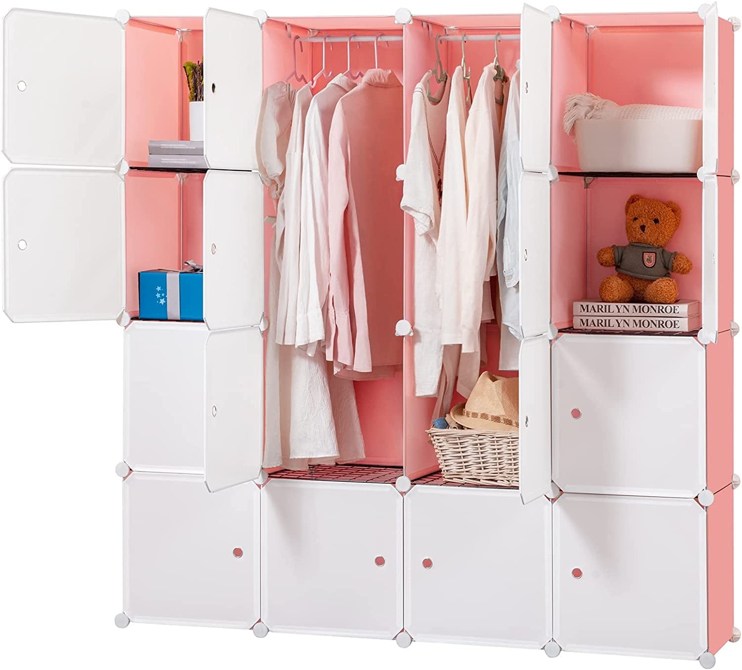 Portable Wardrobe Closet for Hanging Clothes, Bedroom with Doors ...