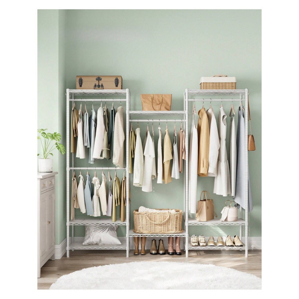 Portable Wardrobe Closet Heavy Duty Clothes Rack, Freestanding Closet ...