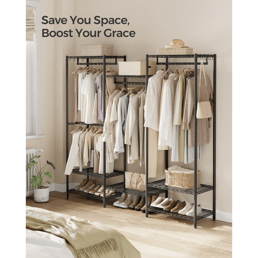 Portable Wardrobe Closet Heavy Duty Clothes Rack, Freestanding Closet ...