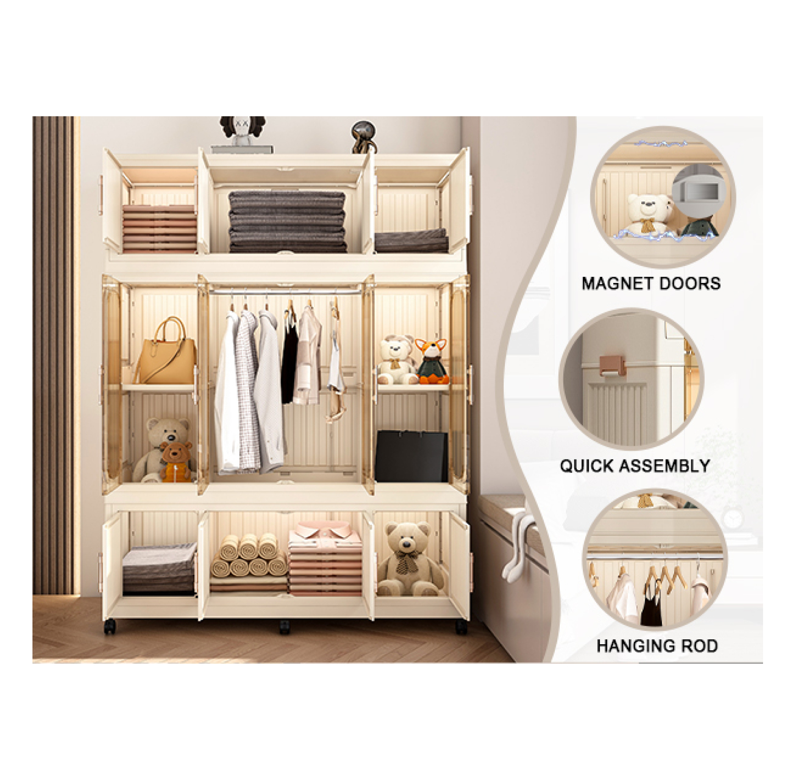 Portable Wardrobe Closet Organizer, 12 Cubes Clothes Dresser with ...