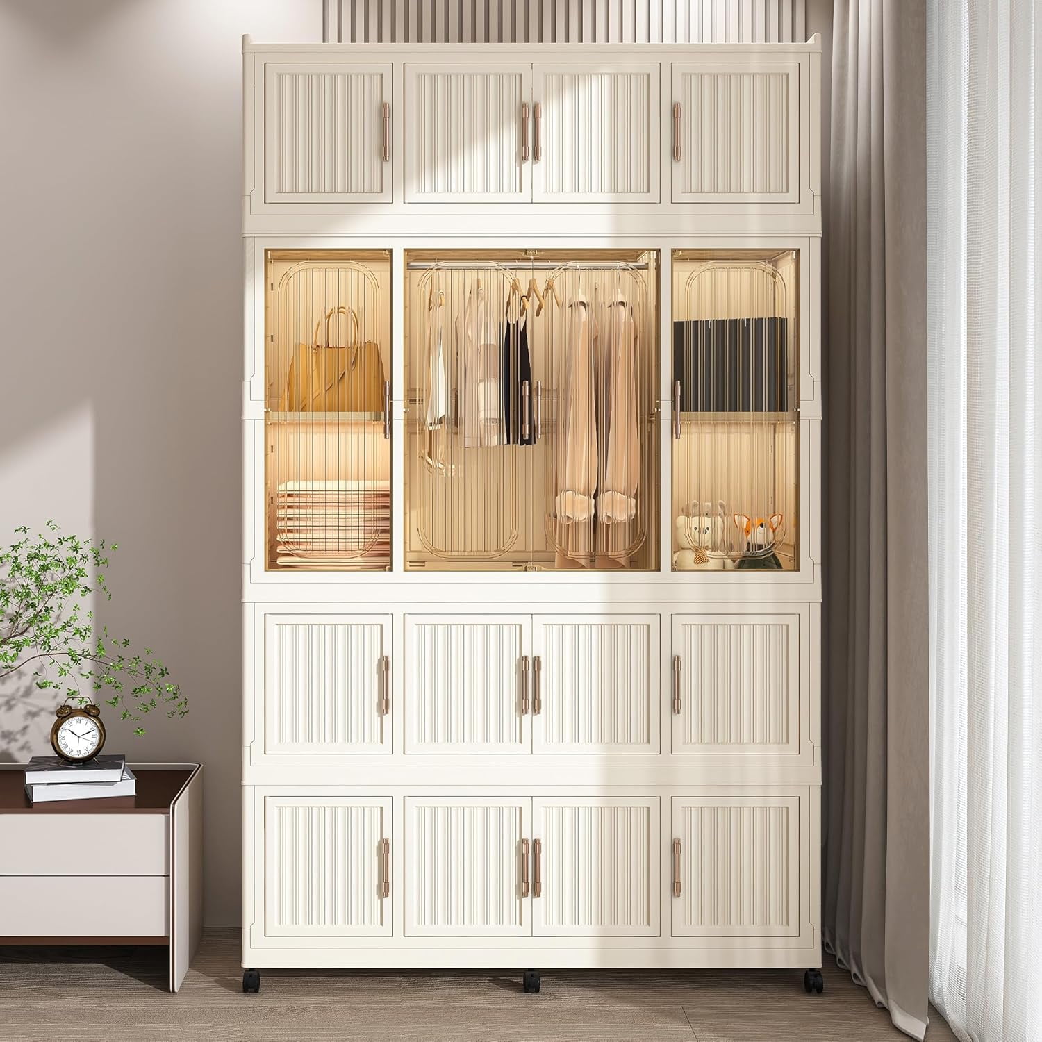 Portable Wardrobe Closet Organizer, Large Kids Wardrobe Closet with ...