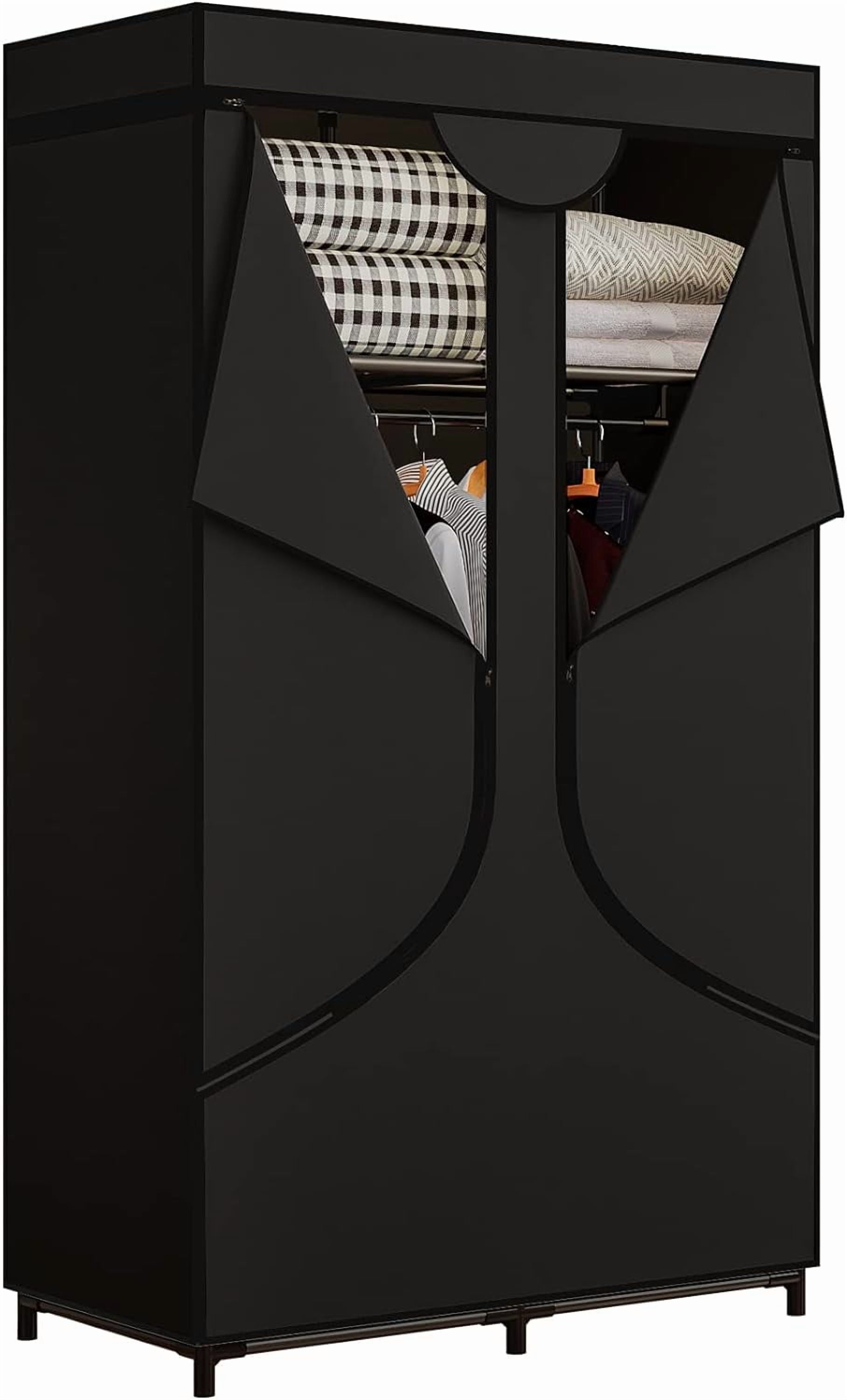 Black Portable Wardrobe Closet - 34 Inch, Metal Hanging Rack with Non ...