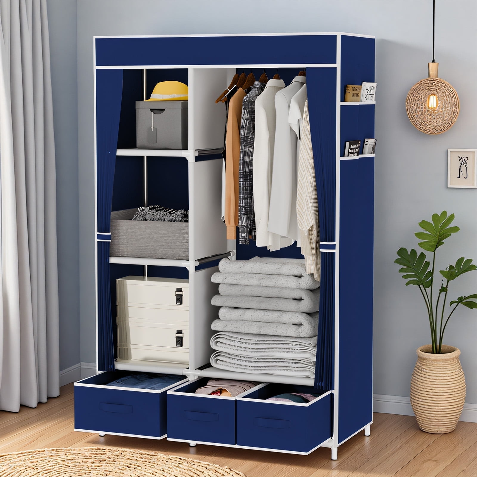 BAOKALER Closet Organizers and Storage with 3 Drawers and 4 Side ...