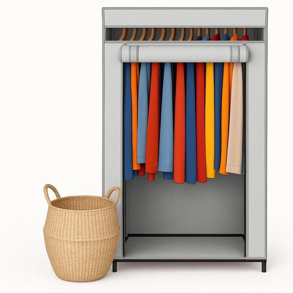 HOLDN' STORAGE Portable Wardrobe Closet with Heavy Duty Metal Rod 50 lb ...