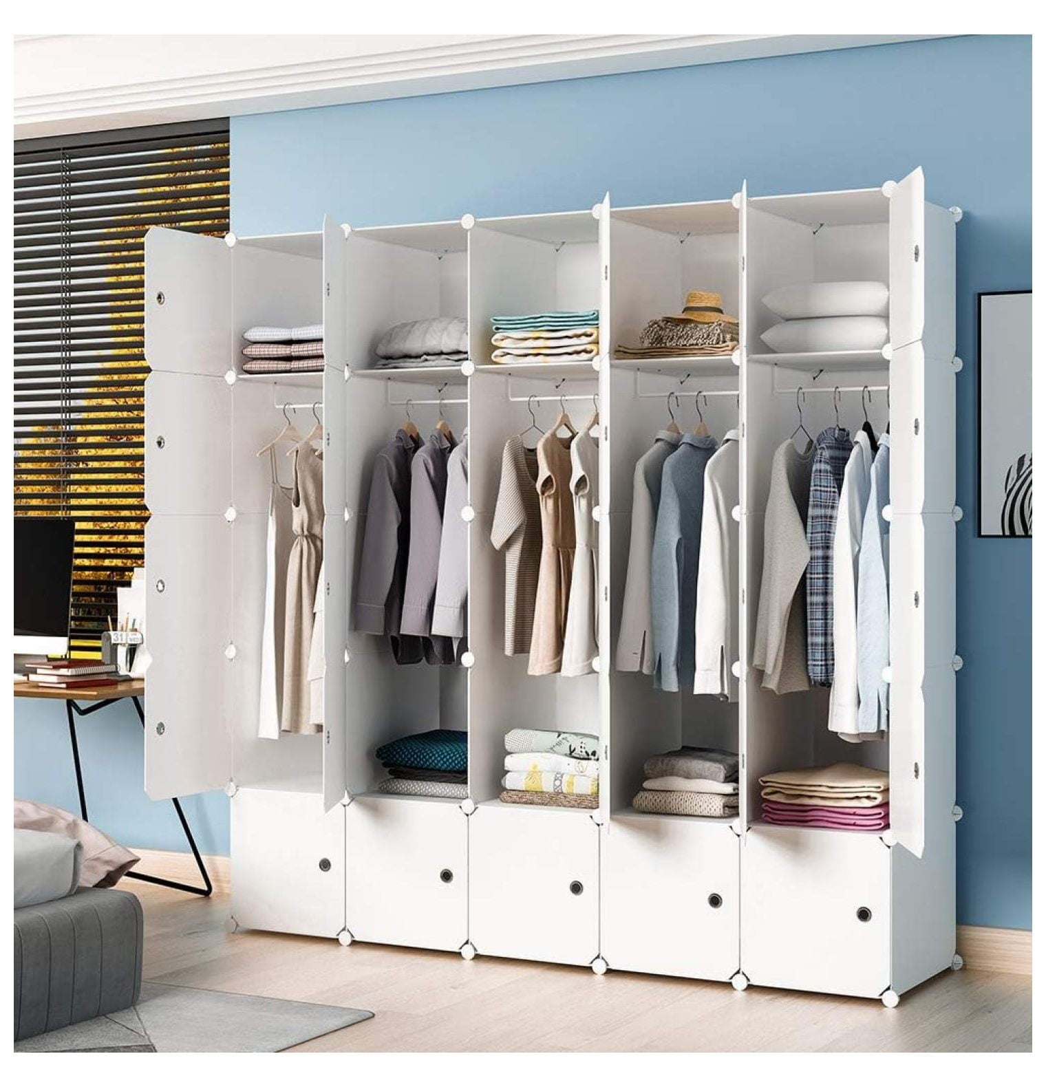Portable Wardrobe Closets 14"x18" Depth Cube Storage, Bedroom Armoire ...