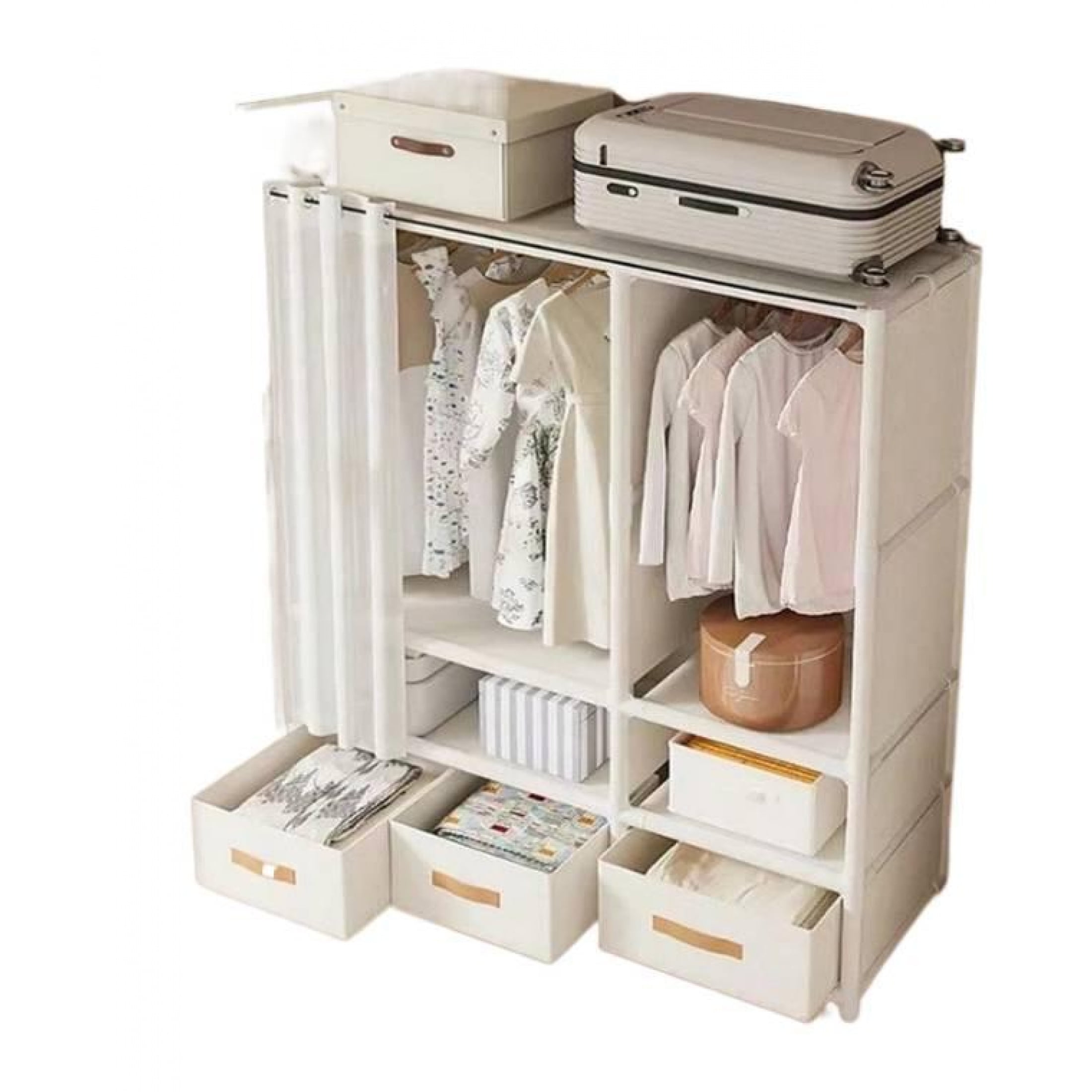 Portable Wardrobe,Freestanding Wardrobe Wardrobe With Drawer Hanging ...