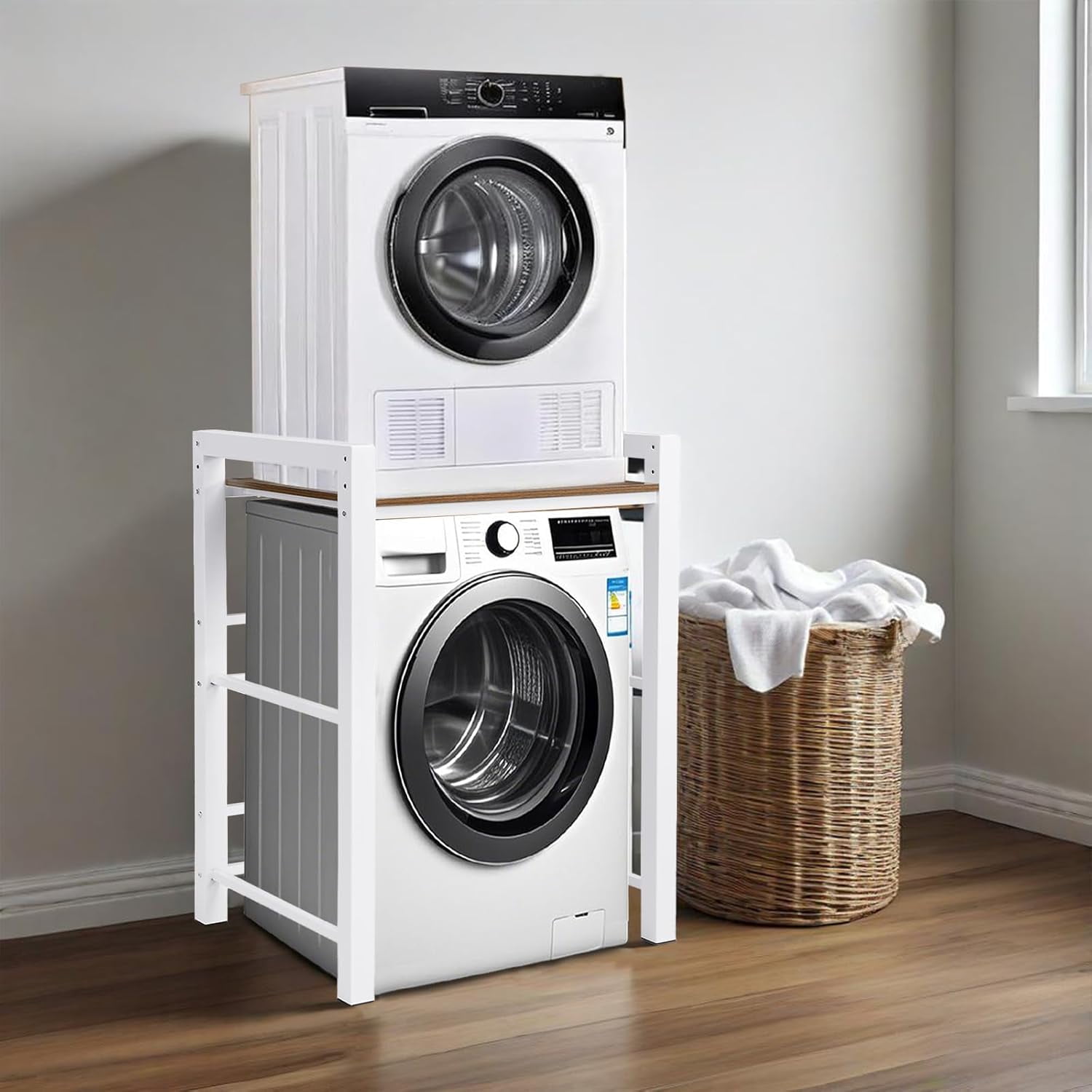 Portable Washer and Dryer Stand, Heavy Duty Steel Shelf Over Washer and ...