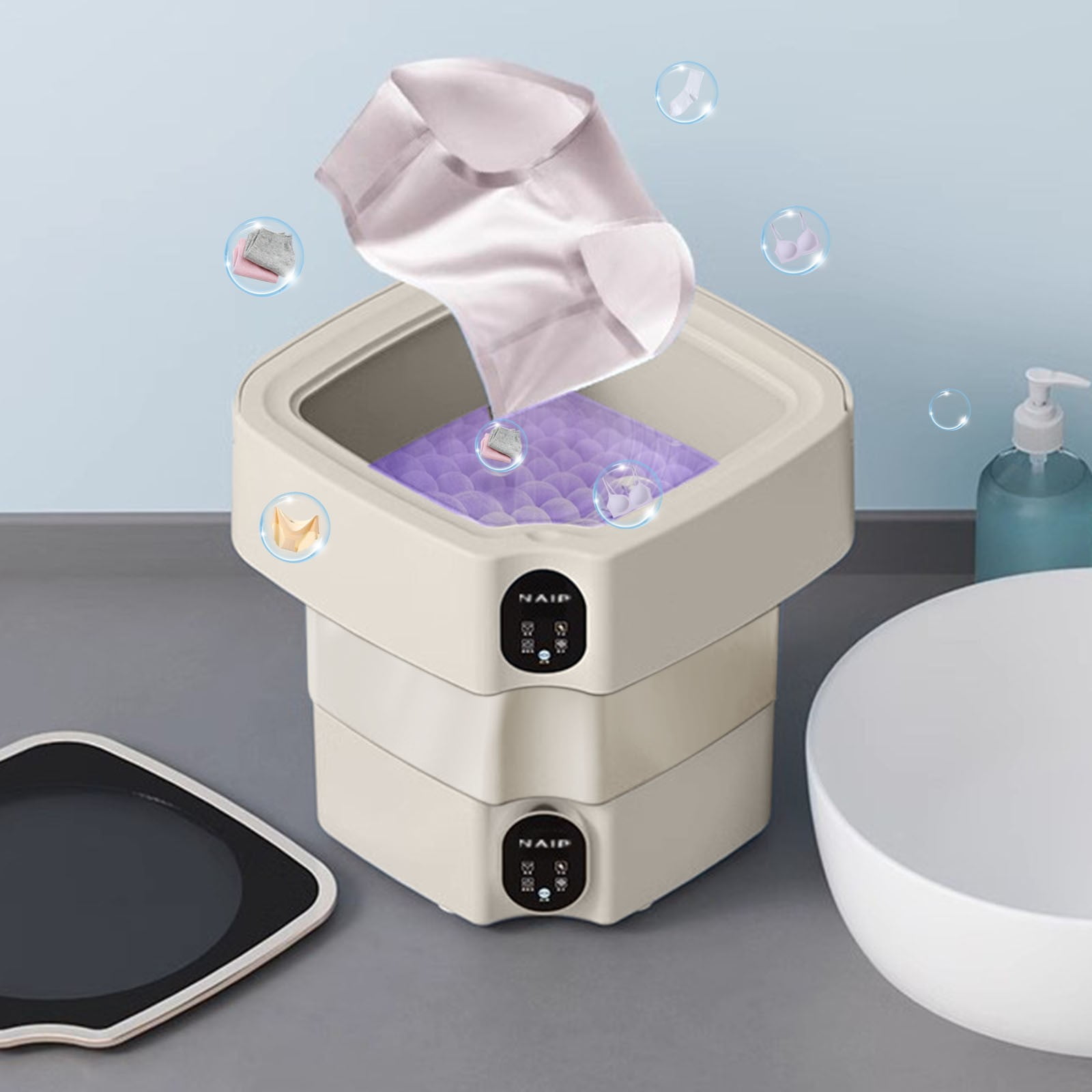 Portable Washing Machine, 17L Folding Mini Washer Small Washing Machine ...