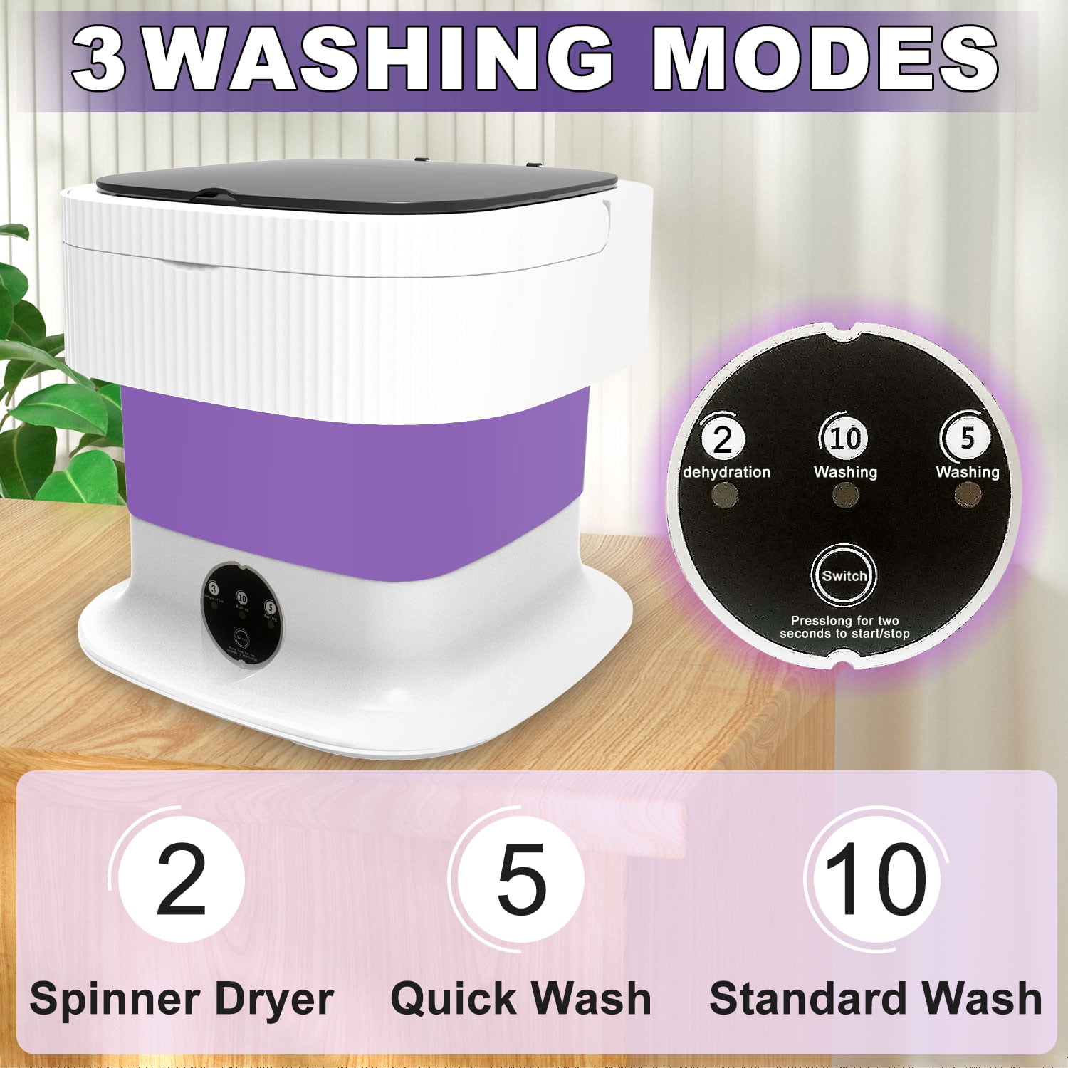 Portable Washing Machine, 19L Small Compact Laundry Washer with Spin ...