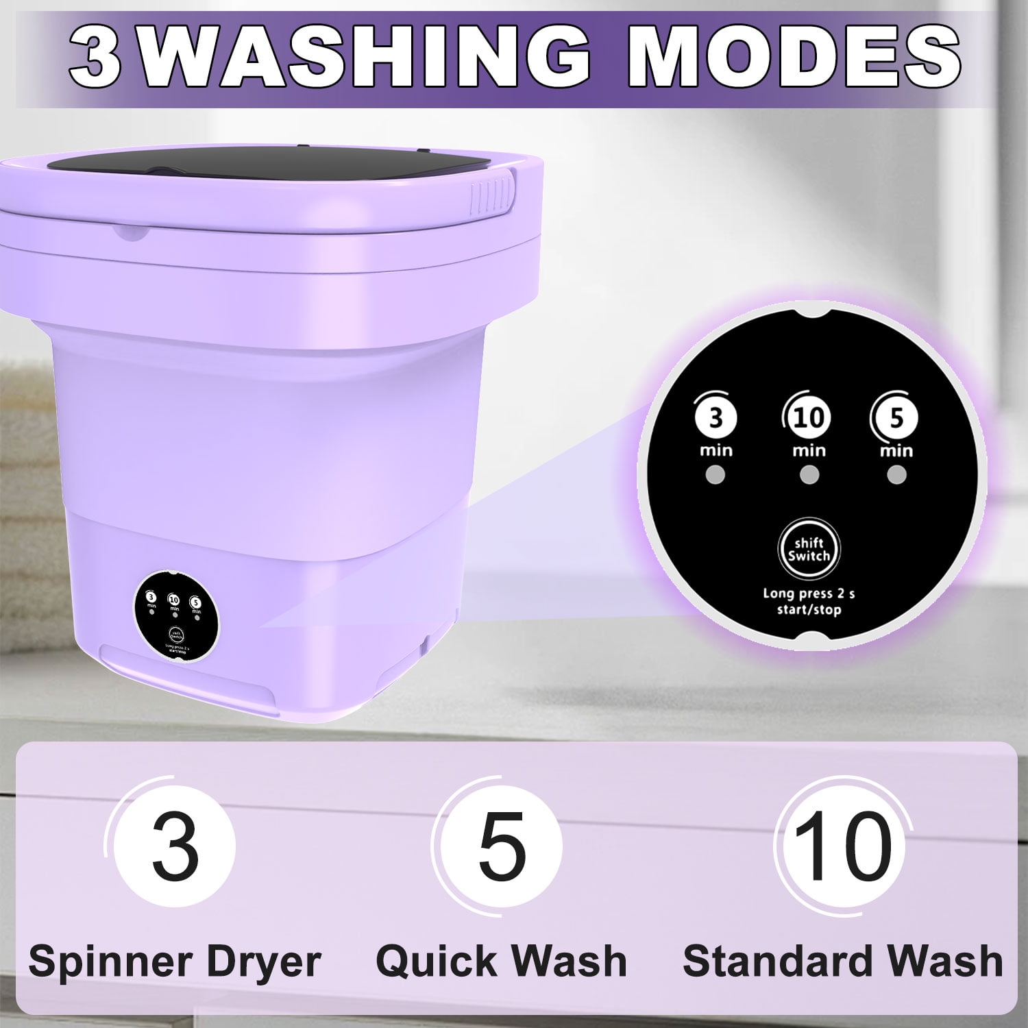 Portable Washing Machine, 19L Small Compact Laundry Washer with Spin ...