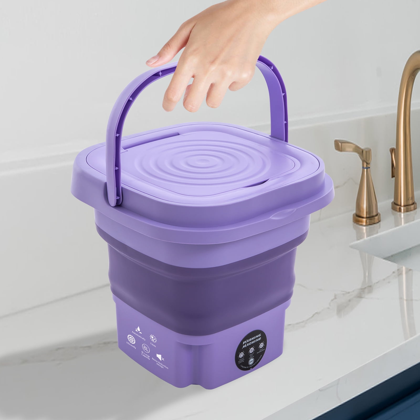 Portable Washing Machine 8L Folding Mini Washer Bucket For Travel Dorm ...