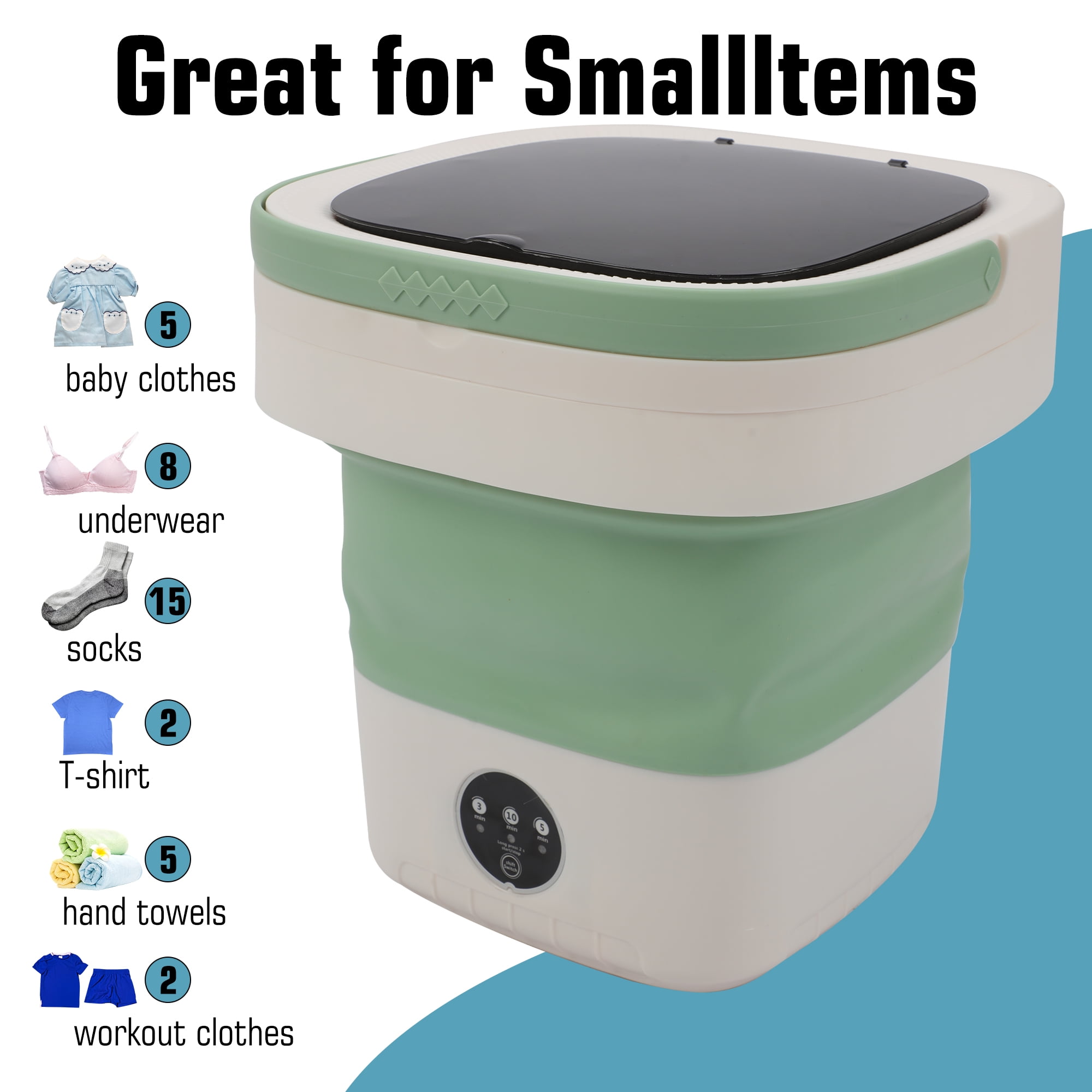 Portable Washing Machine, Mini 12L Foldable Washer and Dryer with 3 ...
