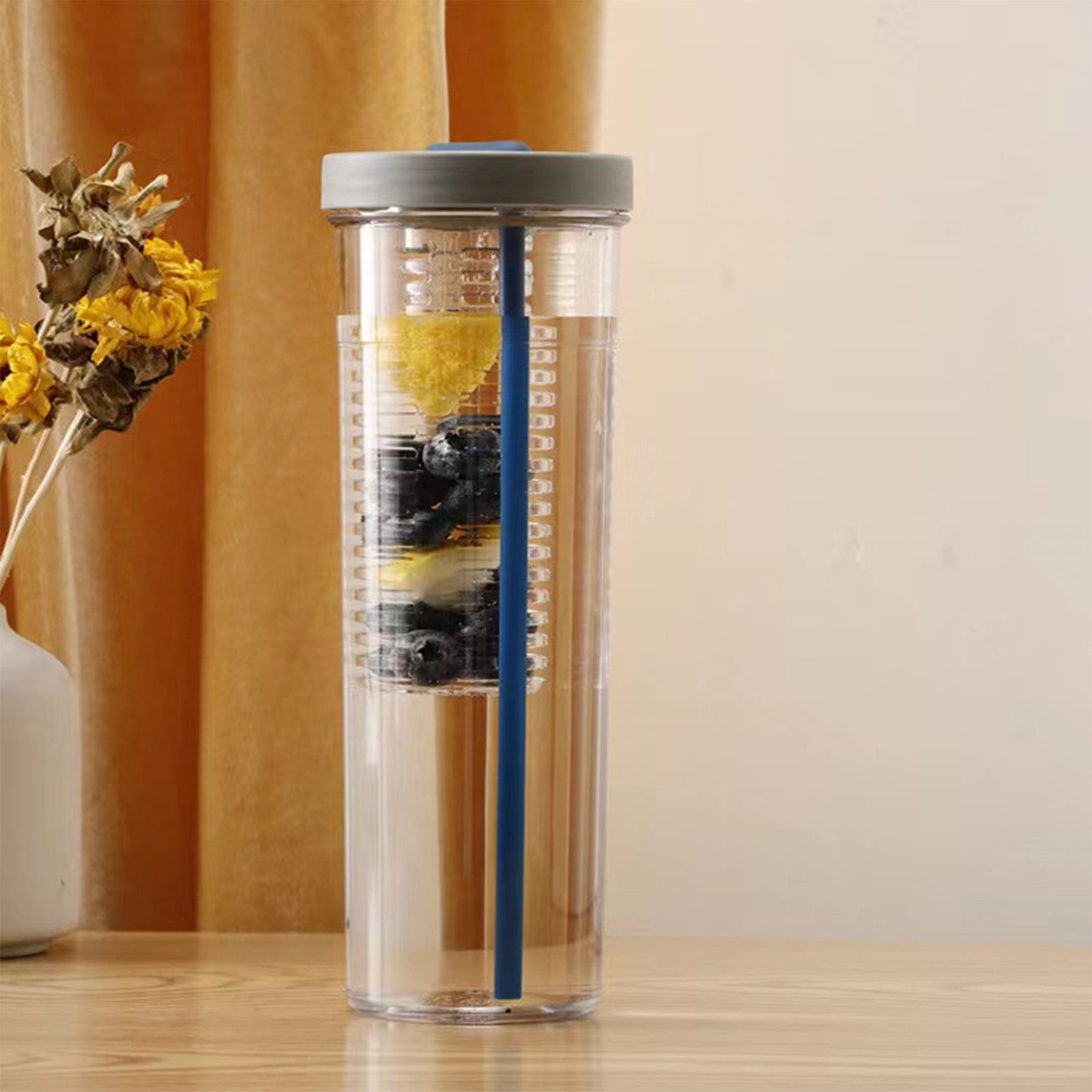 Portable Water Bottle with Folding Straw & Tea Strainer | 23.5oz Drop ...