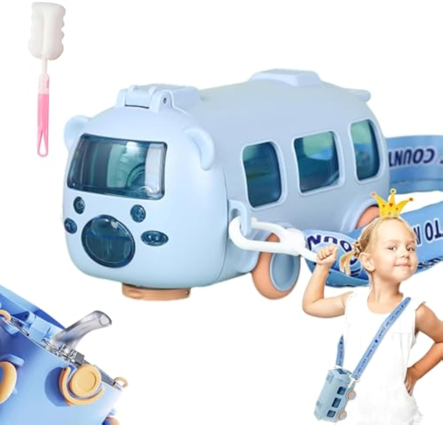 Portable Water Cup in Bus Shape, Water Bottle Bus Water Cup with Straw ...