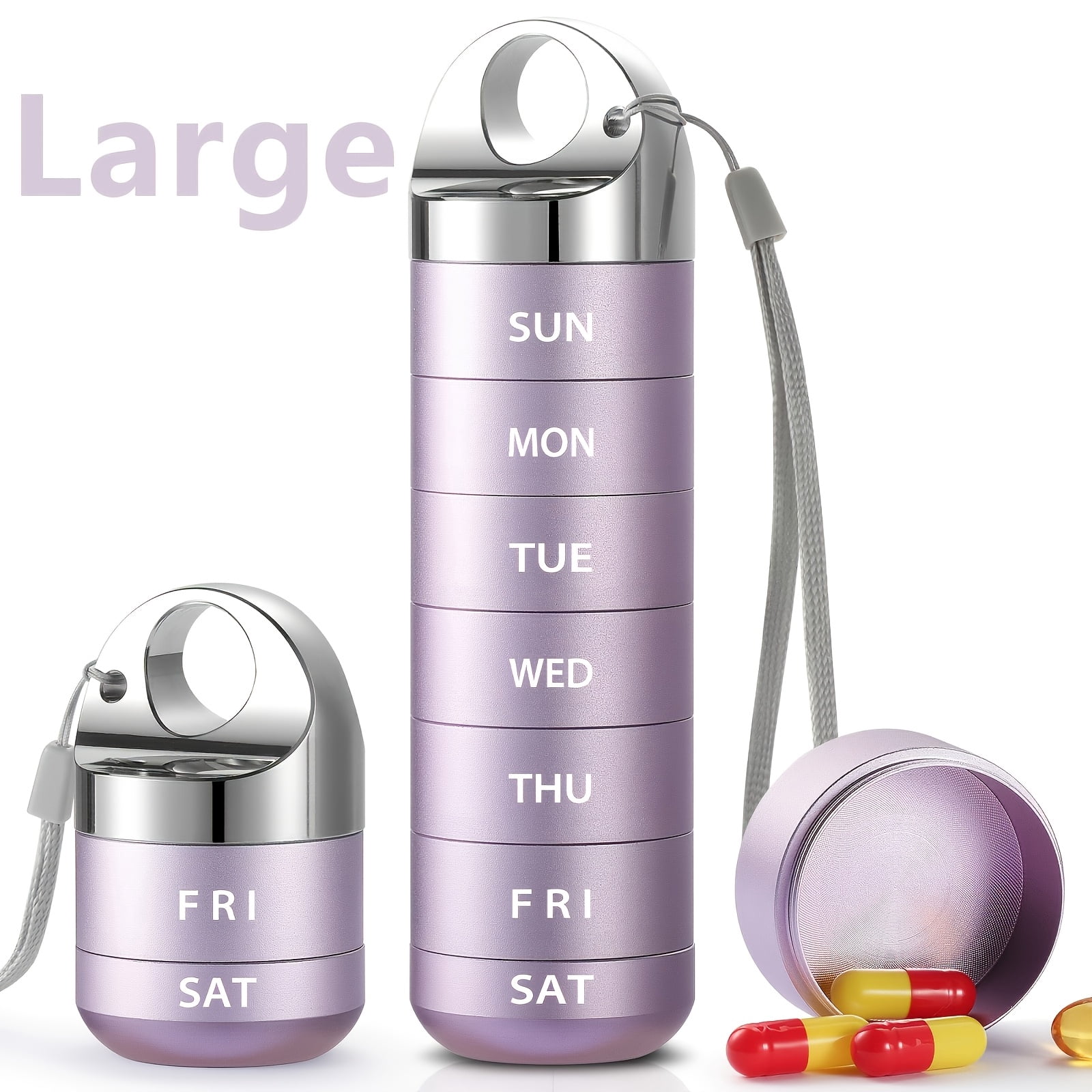 Portable Waterproof Weekly Pill Organizer Made of Large Aluminum Alloy ...