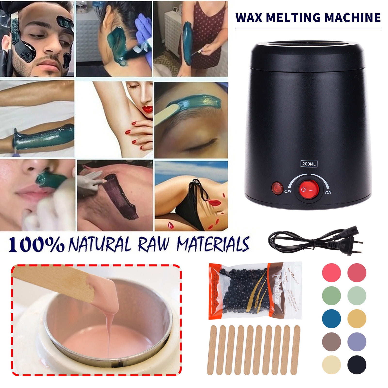 Portable Wax Warmer for Hair Removal - 80W Mini Wax Melting Heater with Detachable Power Cord ...