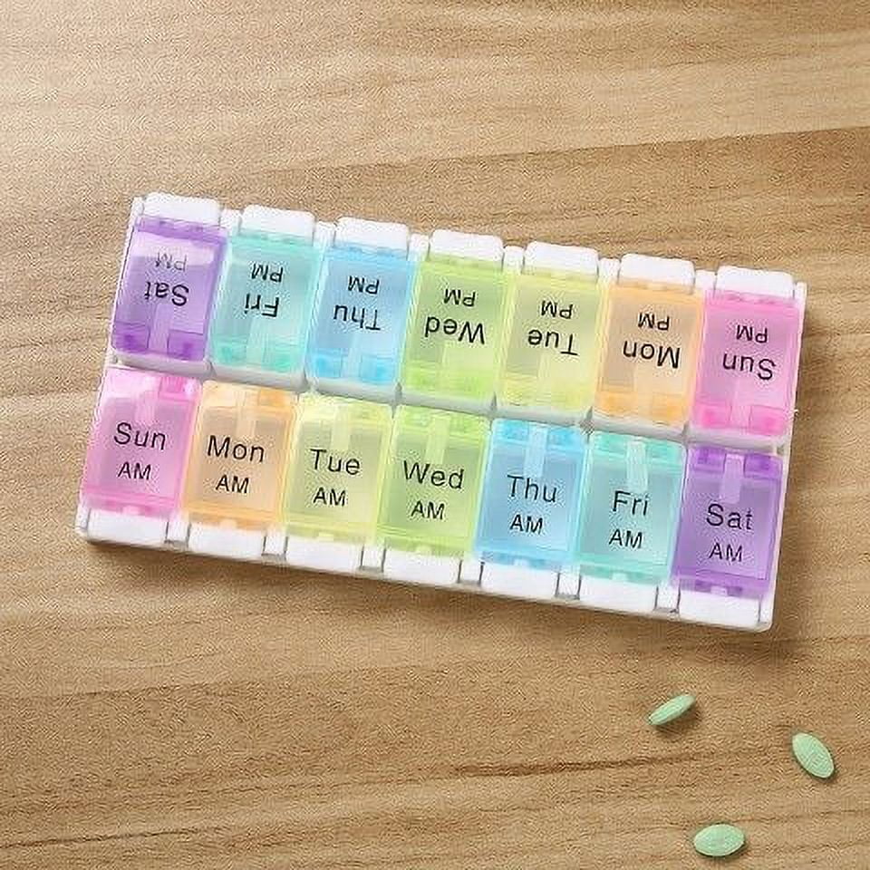 Portable Weekly 7-Day Pill Organizer, Travel Medicine Box, Rainbow ...