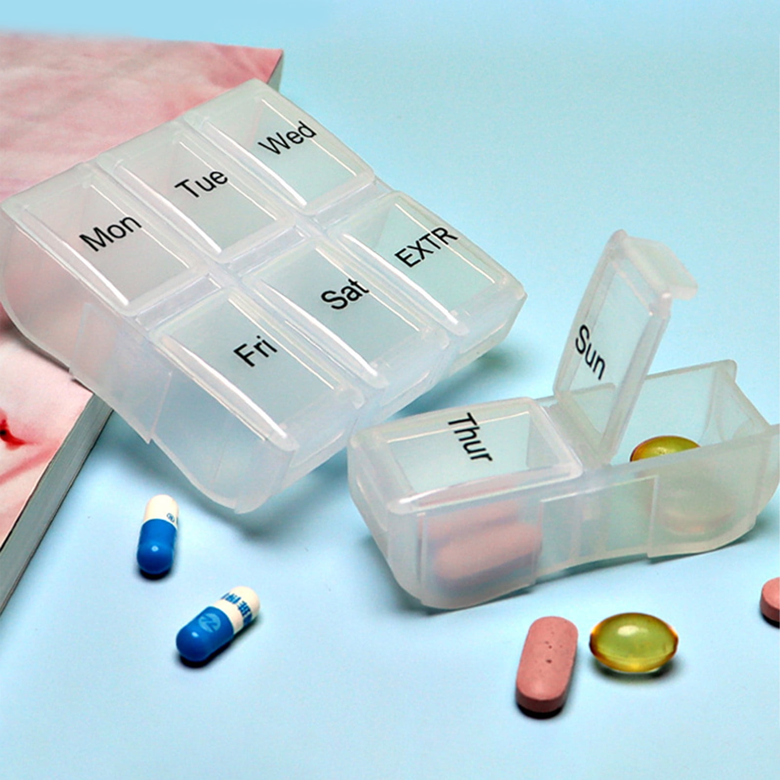 Portable Weekly Organizer Box | 7-Day Pill Storage | Compartments ...