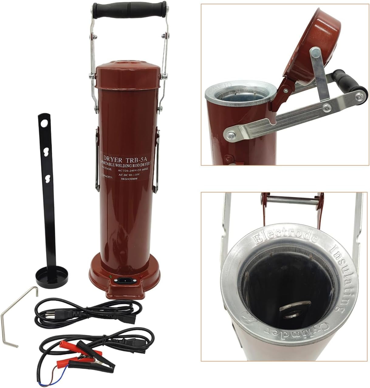 Portable Welding Rod Hot Box Drying Cylinder 5KG Welding Rod Drying Tub ...