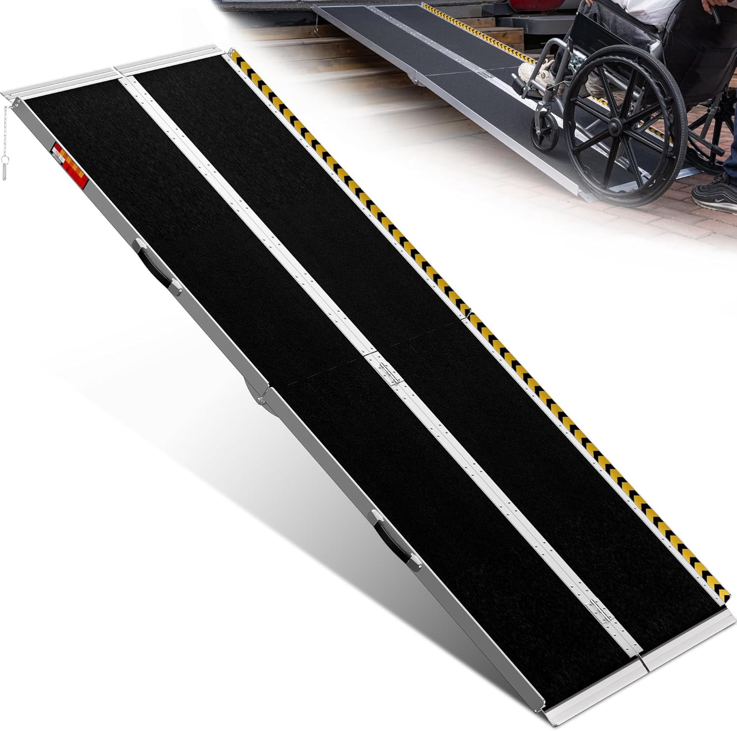 Portable Wheelchair Ramp 8ft, Seamless Non-Slip Aluminum Ramps for ...