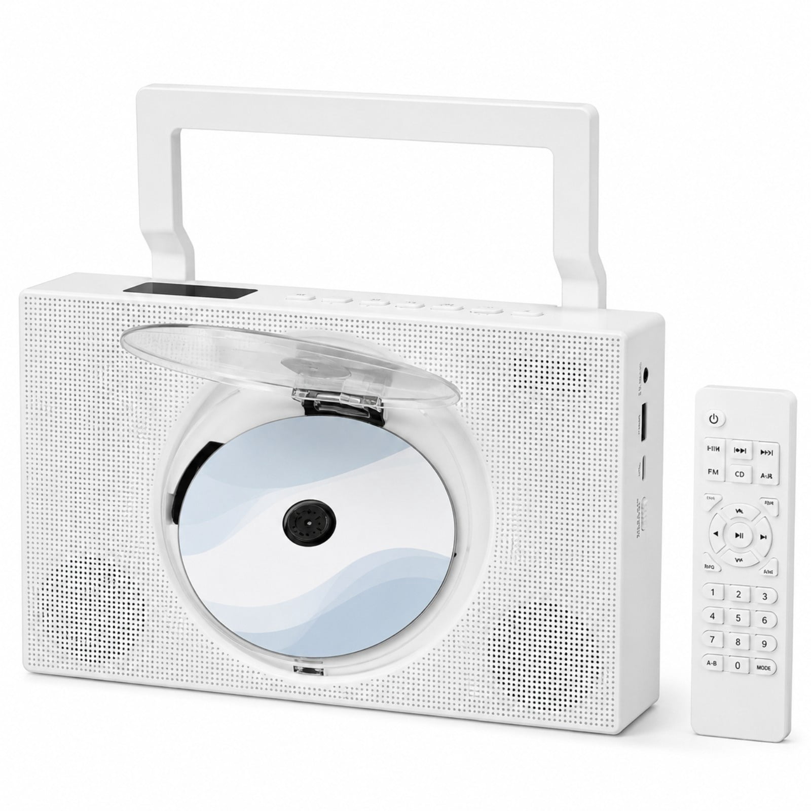 Portable White CD Player Dual Speakers FM Radio USB AUX Wireless Audio ...