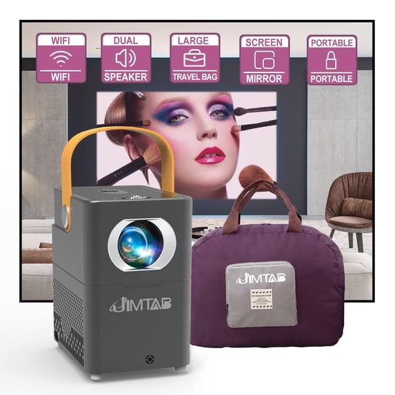 Portable WiFi Bluetooth Projector, JIMTAB V1 Outdoor Projector Full HD ...