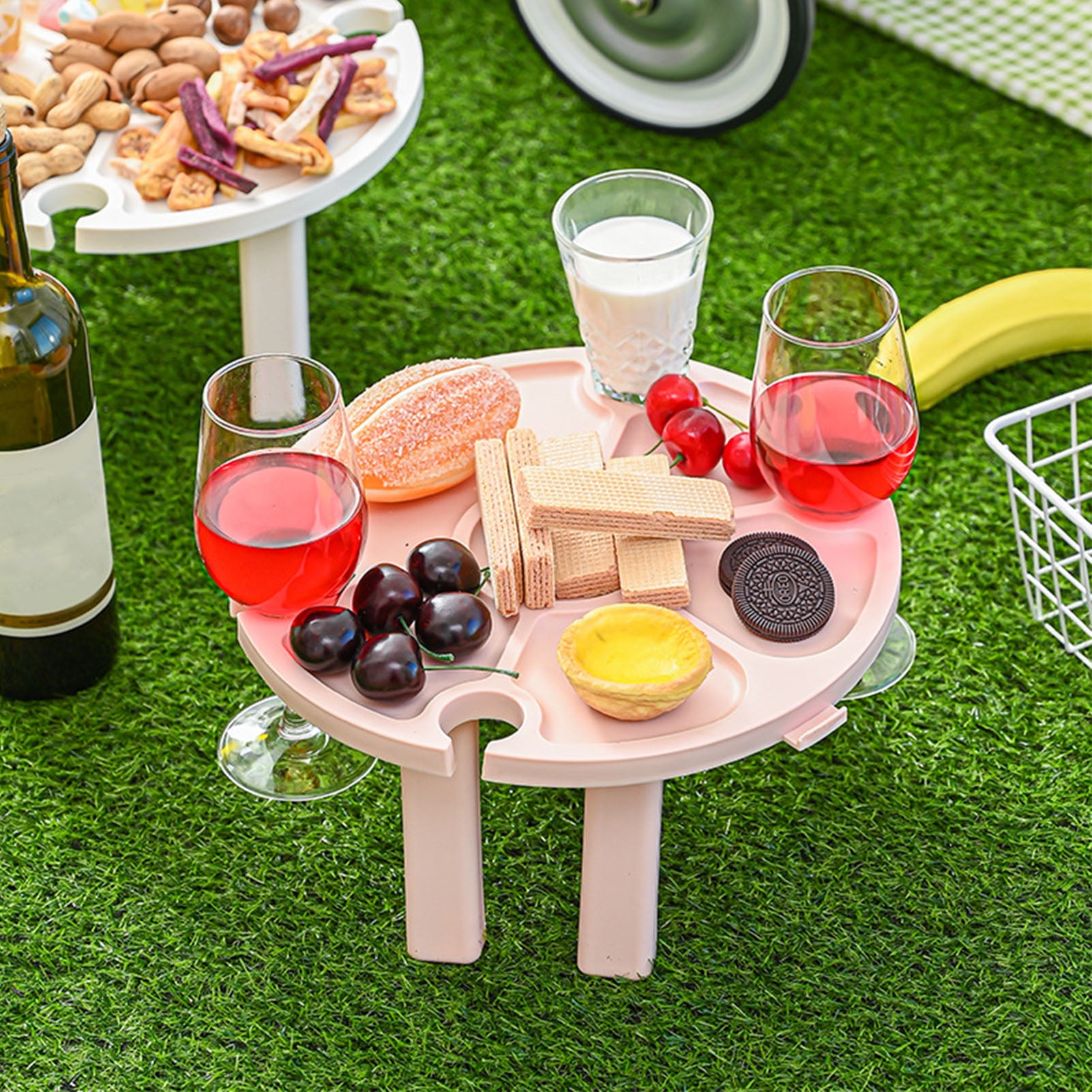 Portable Wine Table, Beach Wooden Folding Picnic Table Hiking Table ...