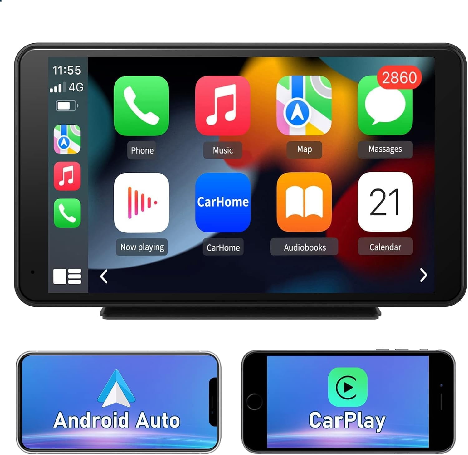 Portable Wireless Apple CarPlay and Android Auto Car Radio Stereo, 7 ...