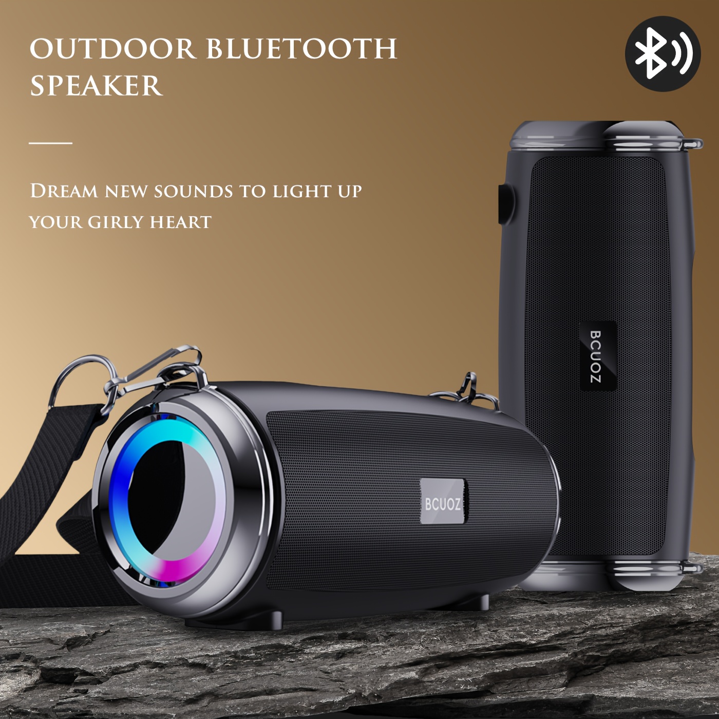 Portable Wireless Bass Speaker with Subwoofer, TWS Stereo, Aux & USB ...