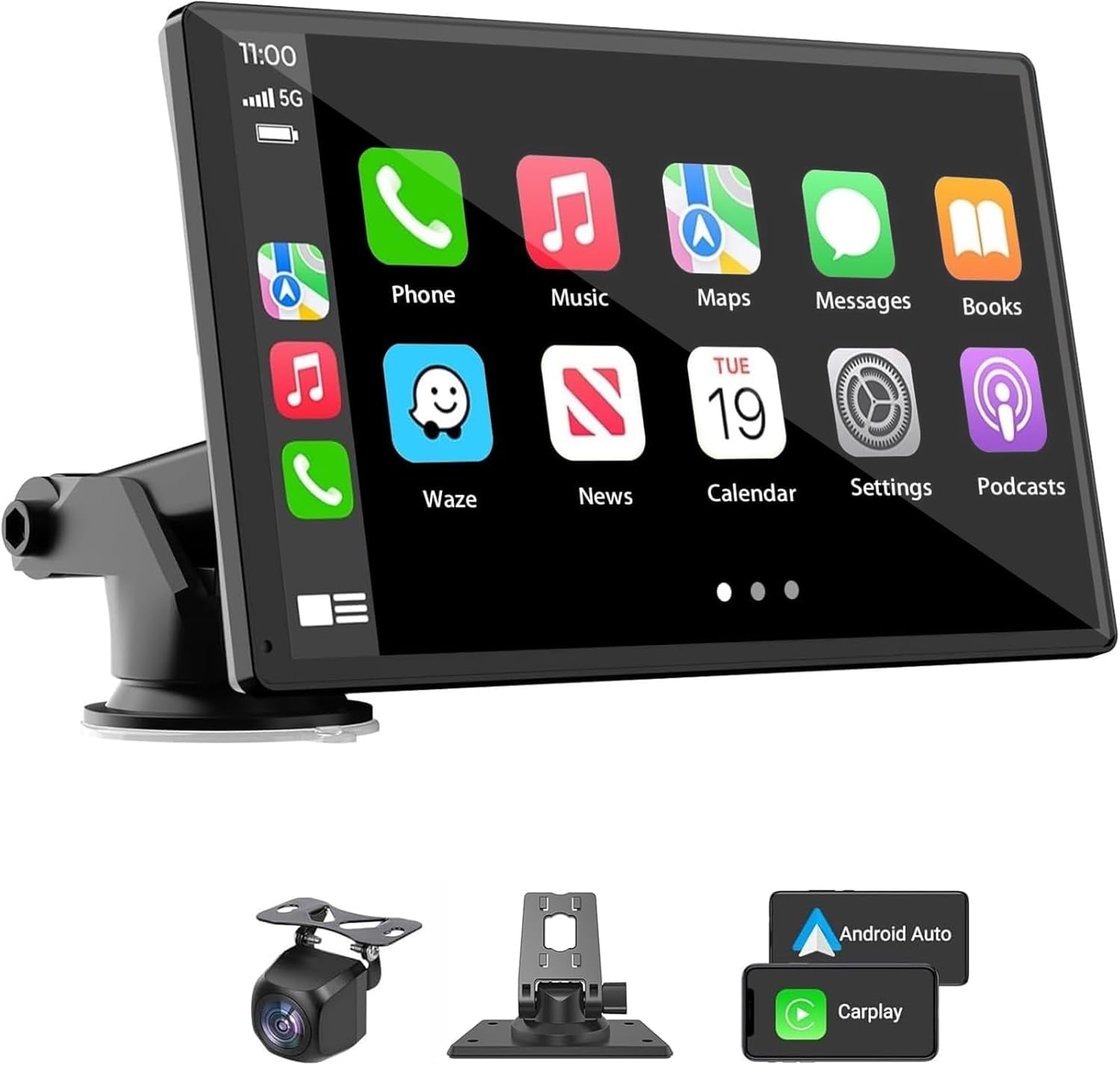 Portable Wireless Carplay Car Stereo, 7" HD Touchscreen for Car with ...