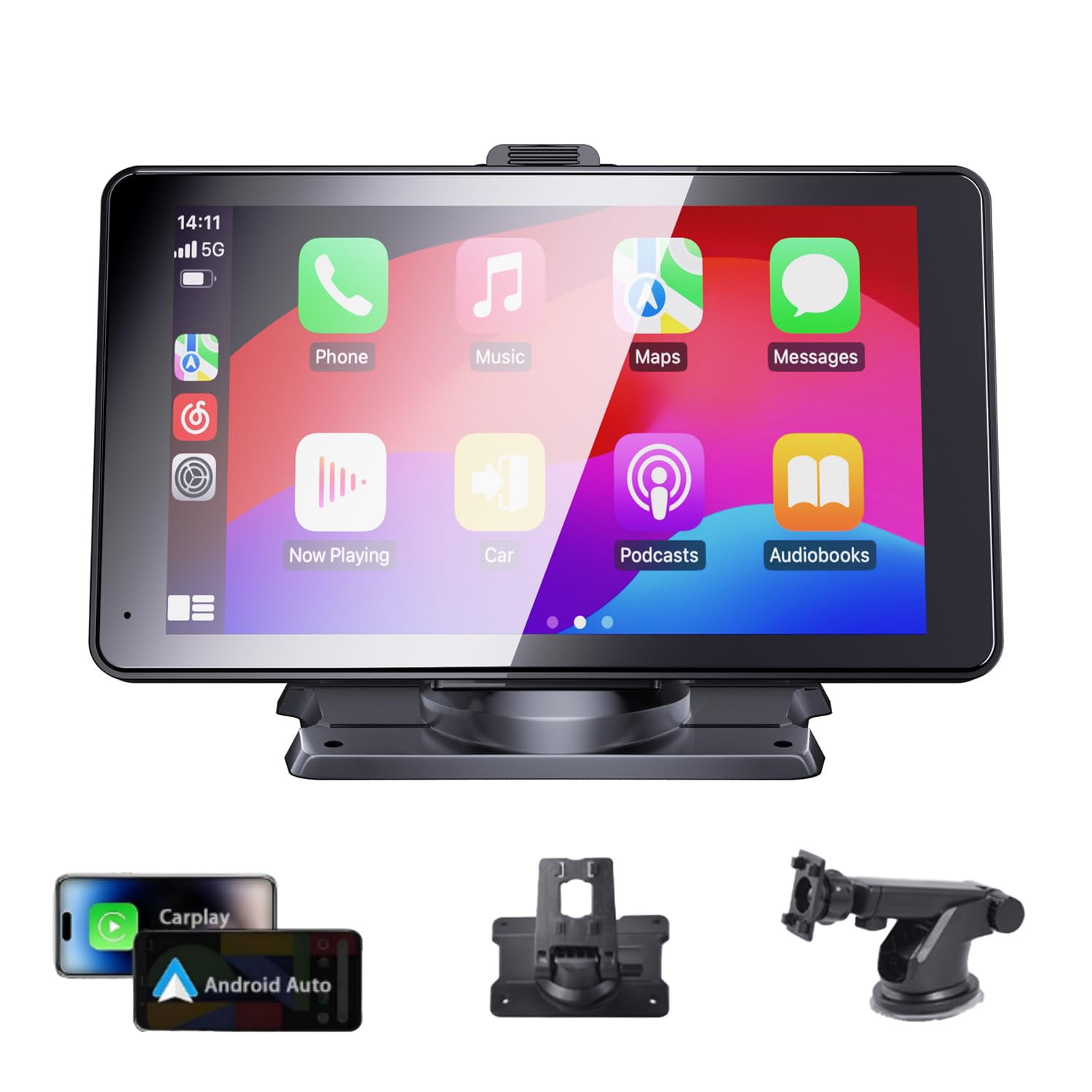 Portable Wireless Carplay Car Stereo, 7" HD Touchscreen for Car with ...