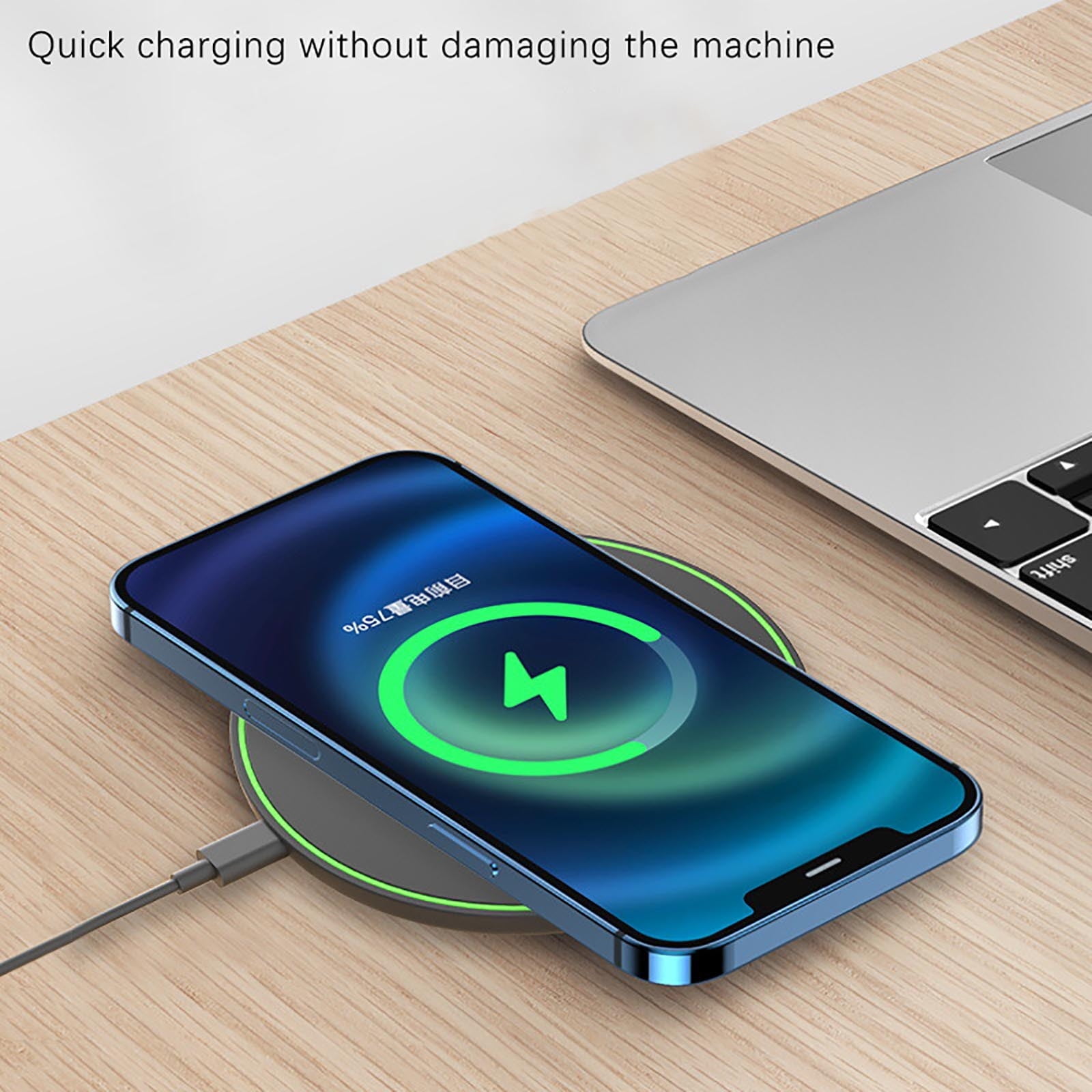 Portable Wireless Charger, 15w Thin Round Wireless Charger Gift Desktop ...